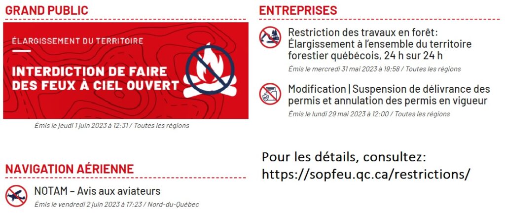 La SOPFEU vous rappelle que le territoire est toujours en danger ...